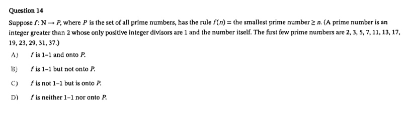 Solved Question 14 Suppose F N Pwhere Is The Sel Of All Prime Numbers Has The Rule Fn 3192