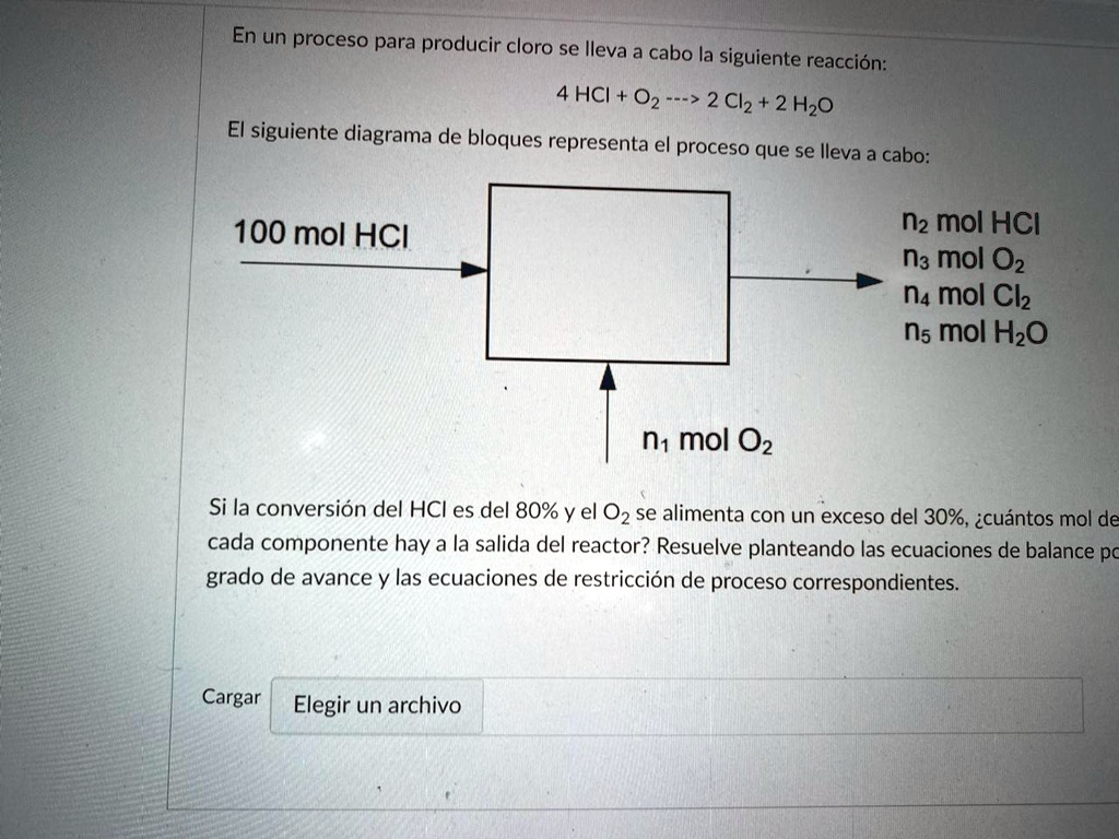 SOLVED: In a process to produce chlorine, the following reaction takes ...