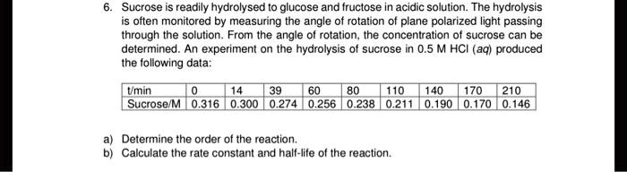 sucrose readily hydrolysed t0 glucose and fructose in acidic solution ...