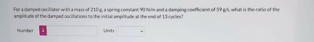SOLVED: For a damped oscillator with a mass of 210g,a spring constant 90 N/m and a damping ...