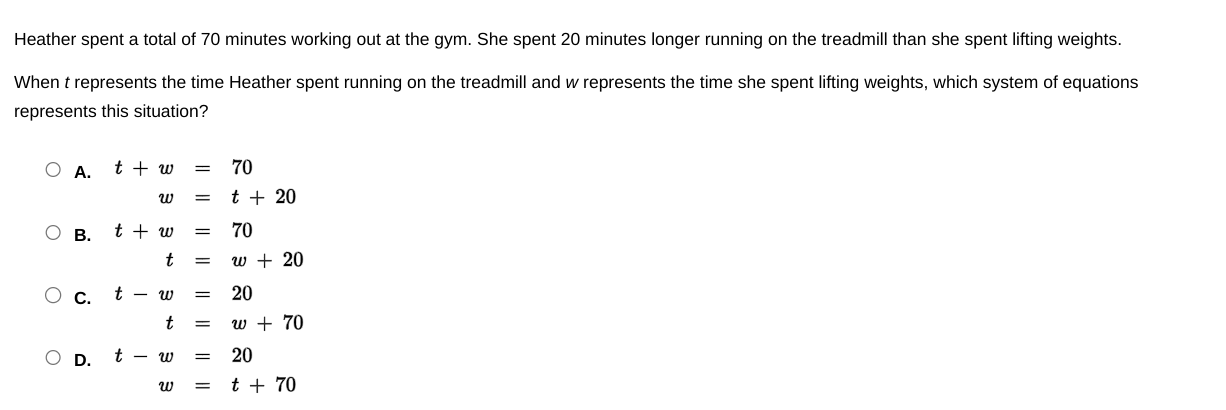 SOLVED: Heather spent a total of 70 minutes working out at the gym. She ... SOLVED: Heather spent a total of 70 minutes working out at the gym. She ...