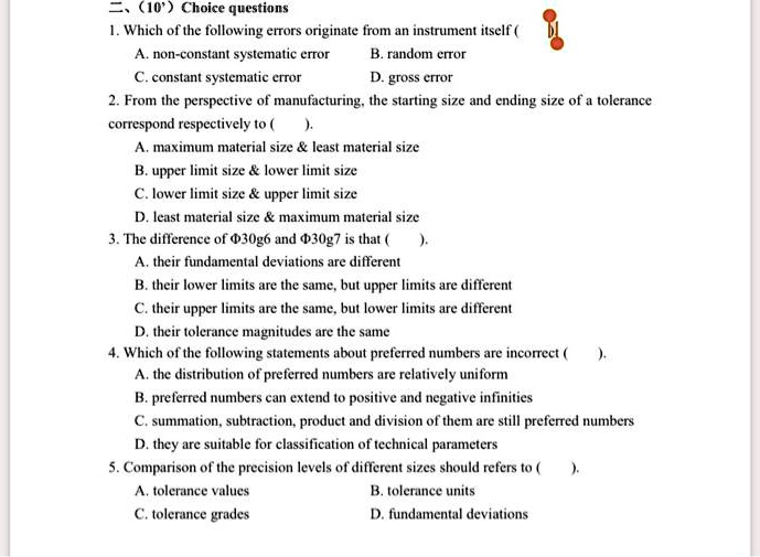 SOLVED: Multiple Choice Questions 1. Which of the following errors ...