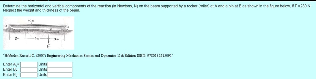 determine the horizontal and vertical components of the reaction in ...