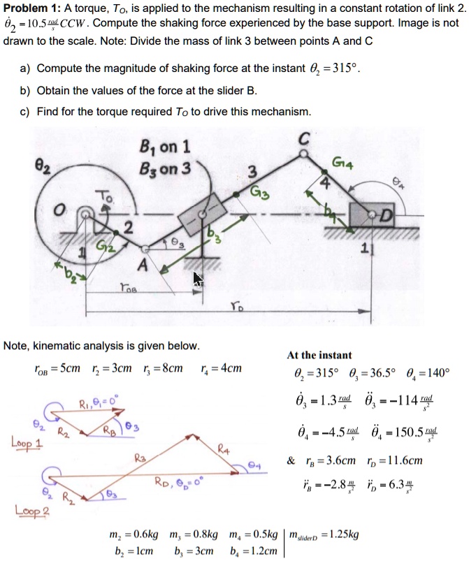 problem 1 a torgue to is applied to the mechanism resulting in a ...