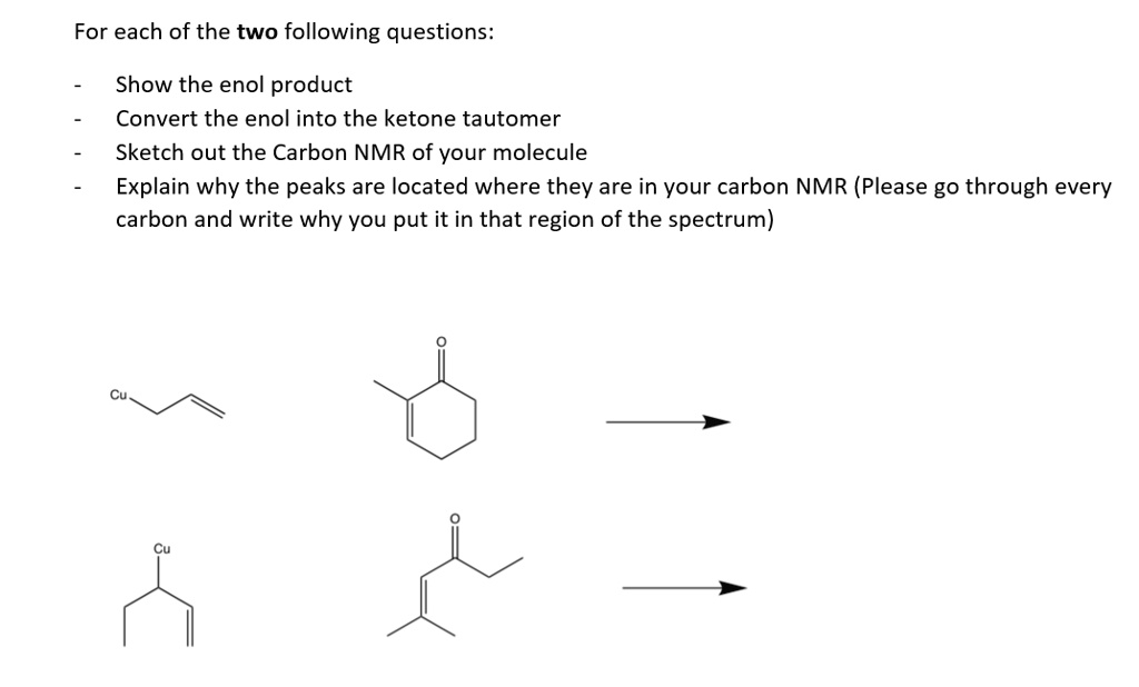 for each of the two following questions show the enol product convert ...