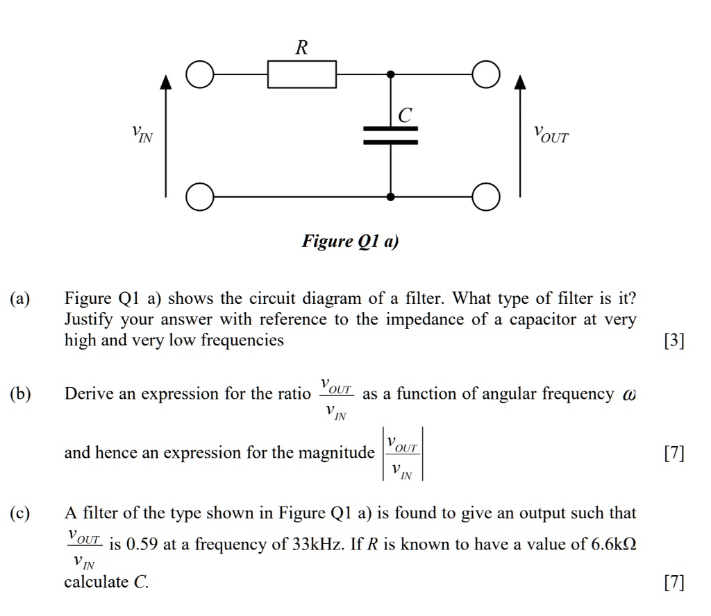 SOLVED: Looking for the answer to part C A filter of the type shown in Figure Q1a) is found to ...