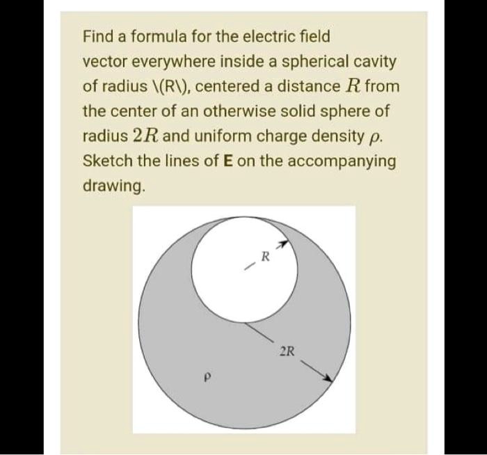 SOLVED:Find a formula for the electric field vector everywhere inside a ...