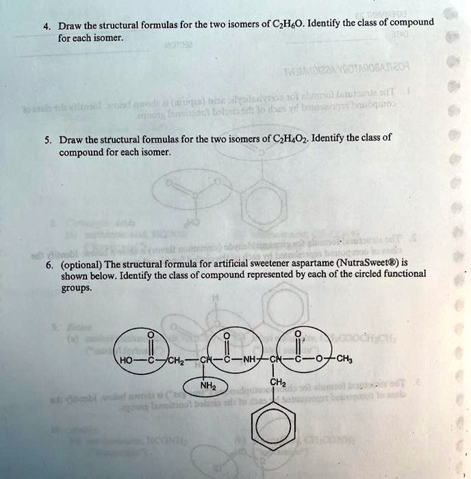 SOLVED: Draw the structural formulas for the two isomers of C2H5O ...
