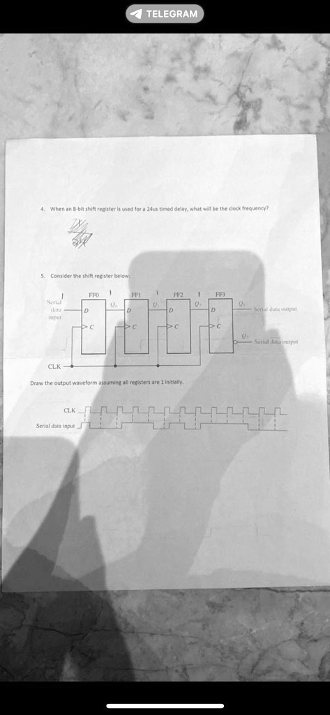 When an 8-bit shift register is used for a 24us timed delay, what will ...