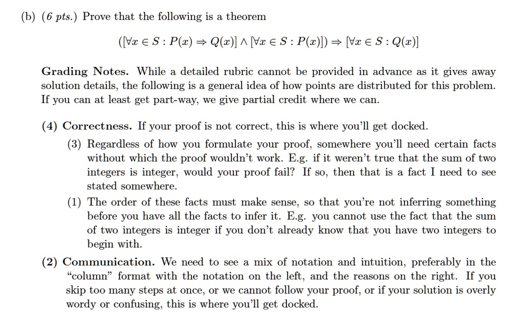 SOLVED: (b) (6 pts.) Prove that the following is a theorem ([Vx E S:P(x ...