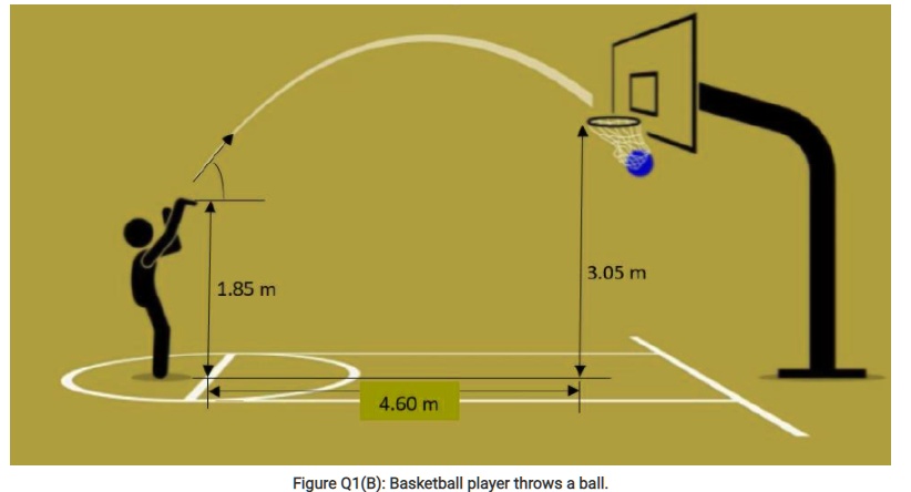 SOLVED: A basketball player throws a ball with at angle of 60° as shown ...