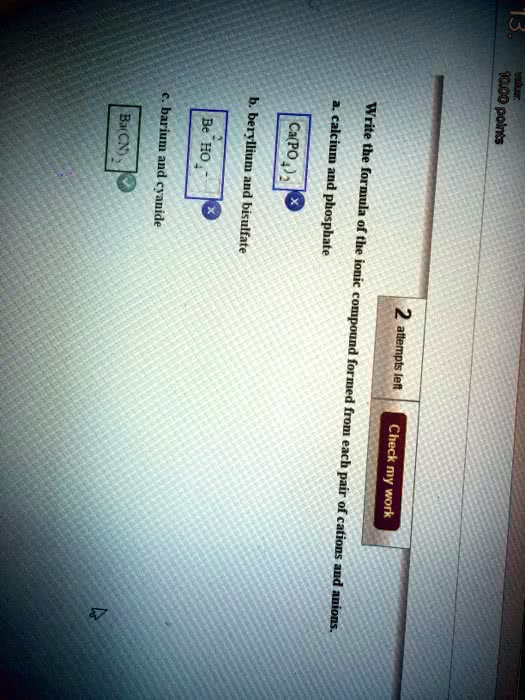 SOLVED: ' Write the formula of the ionic compound formed from each pair ...