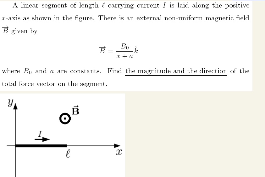 SOLVED: linear segment of length carrying current is laid along the ...