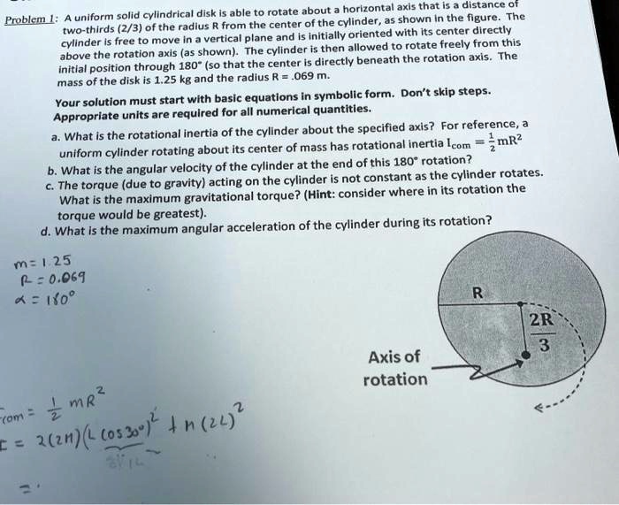 SOLVED: Two-thirds (2/3) of the radius R from the center of the cylinder, as shown in the figure ...
