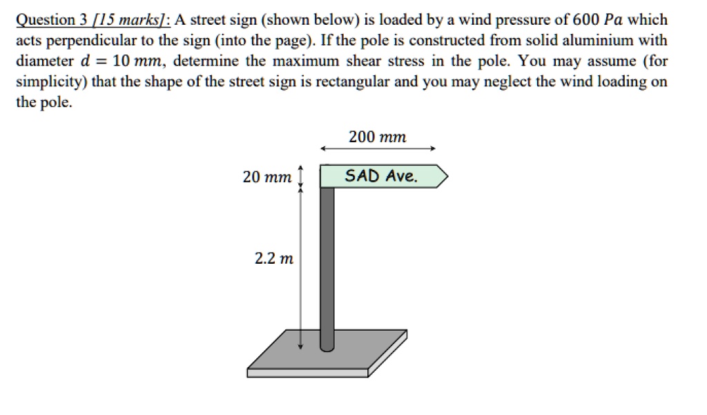 SOLVED: Question 3 [Lmarks]: A street sign (shown below) is loaded by a ...