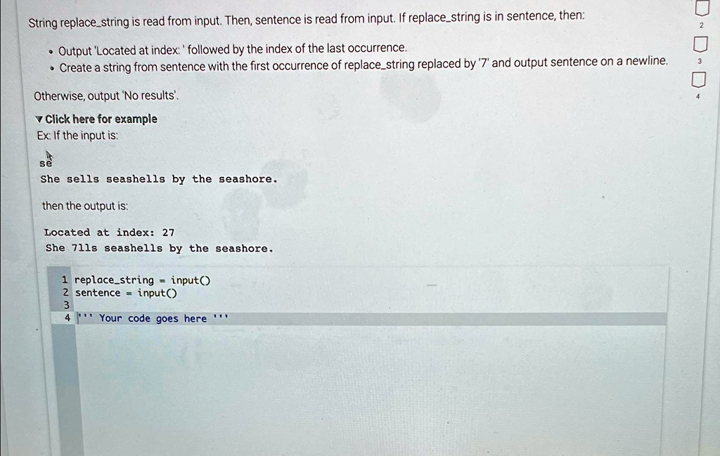 [GET ANSWER] String replacestring is read from input. Then, sentence is ...