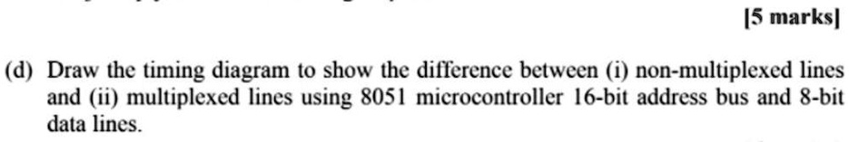 SOLVED: 15 marks] (d) Draw the timing diagram to show the difference between (i) non-multiplexed ...