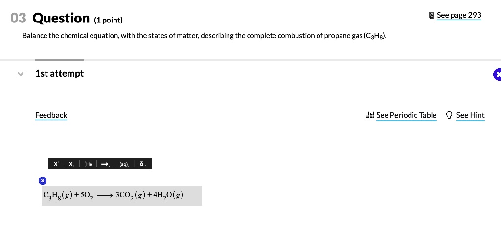 SOLVED: Balance the chemical equation, with the states of matter ...