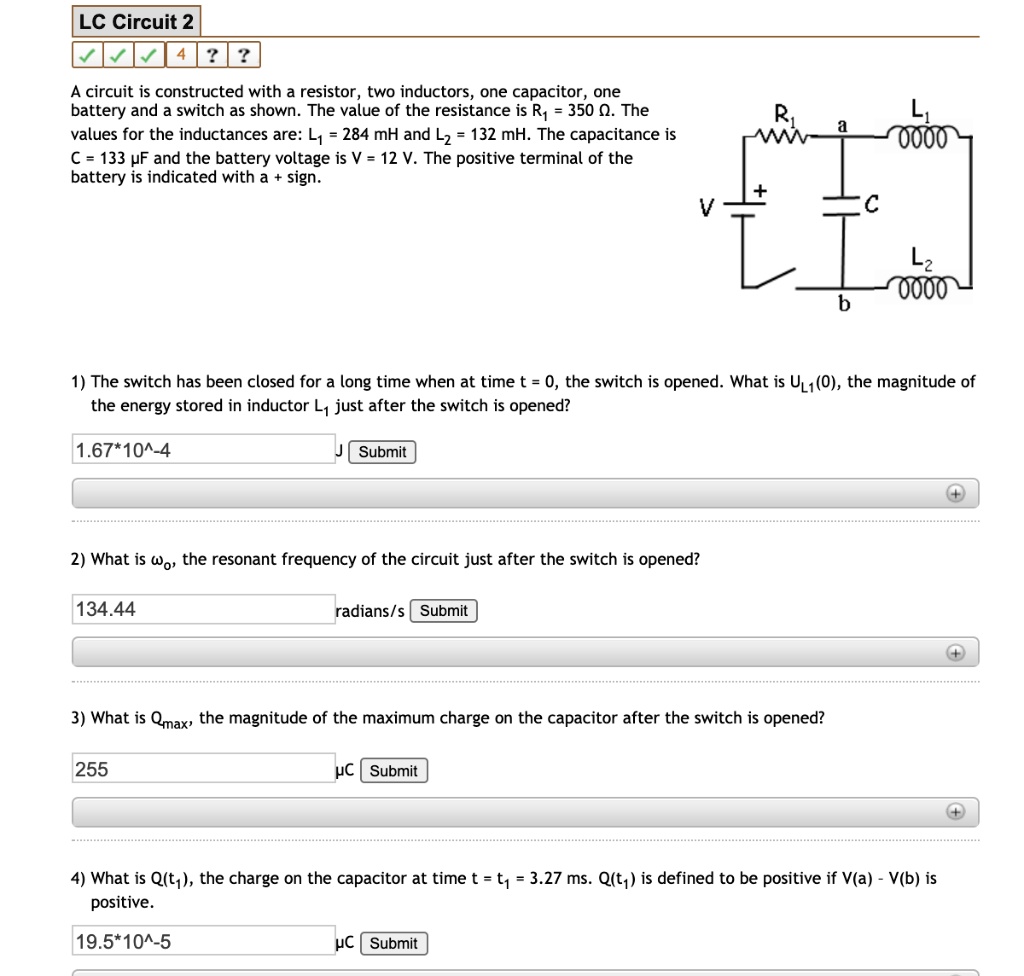 lc circuit 2 a circuit is constructed with a resistor two inductors one ...