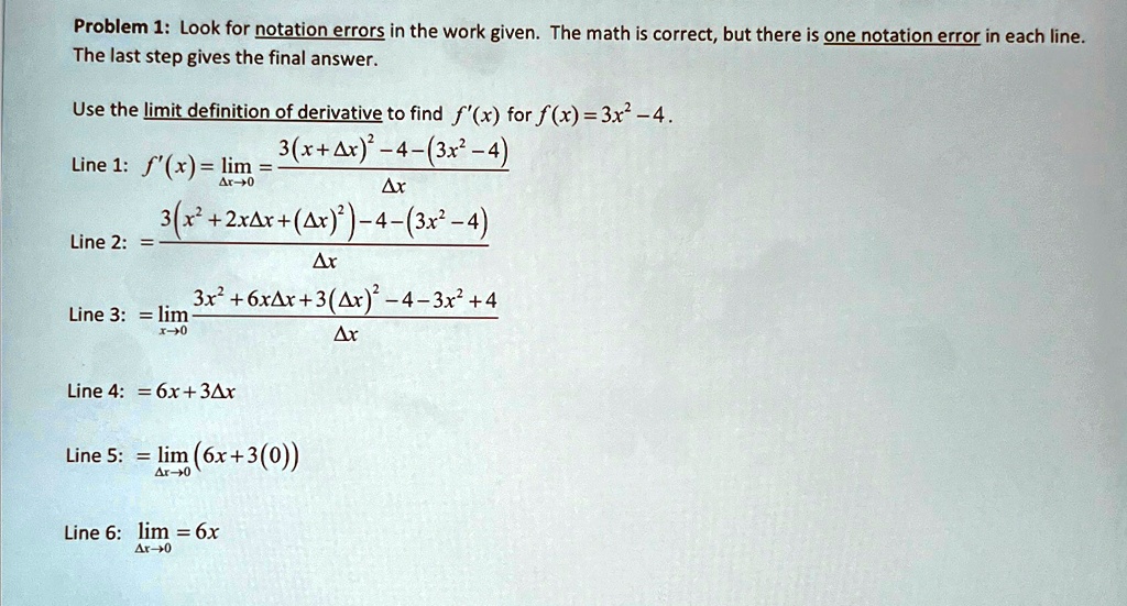Solved Problem 1 Look For Notation Errors In The Work Given The Math 2433
