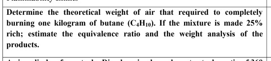 Determine the theoretical weight of air that is required to completely ...
