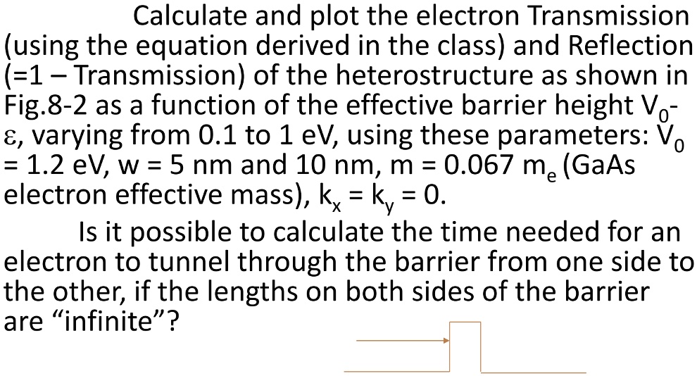 Calculate and plot the electron Transmission (using the equation ...
