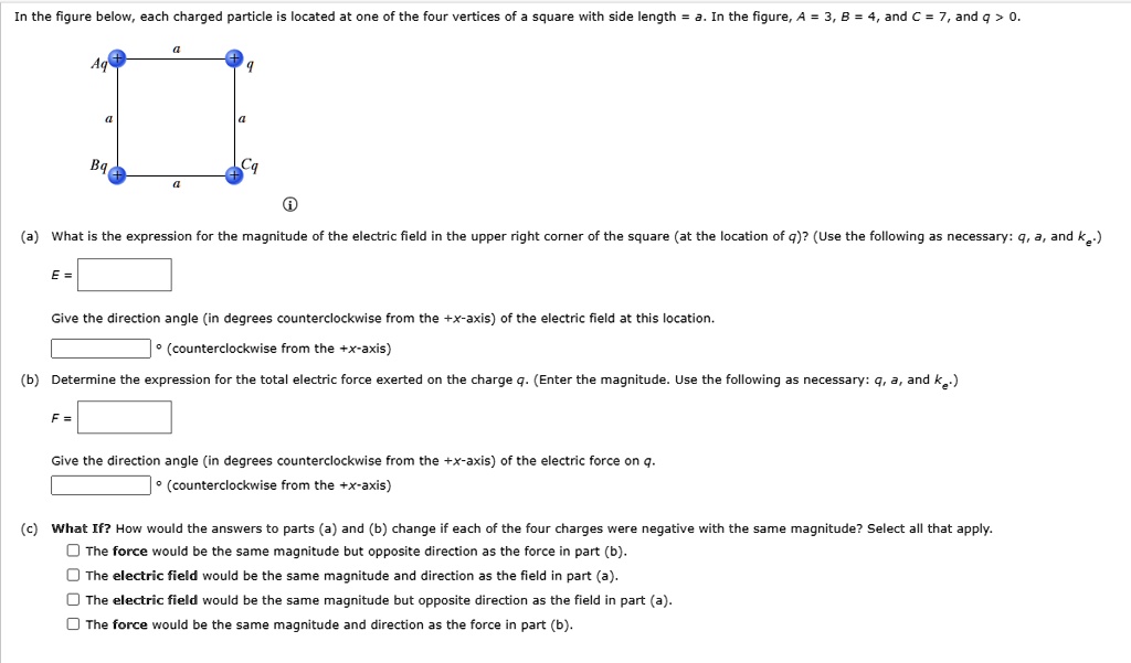 in the figure below each charged particle is located at one of the four ...