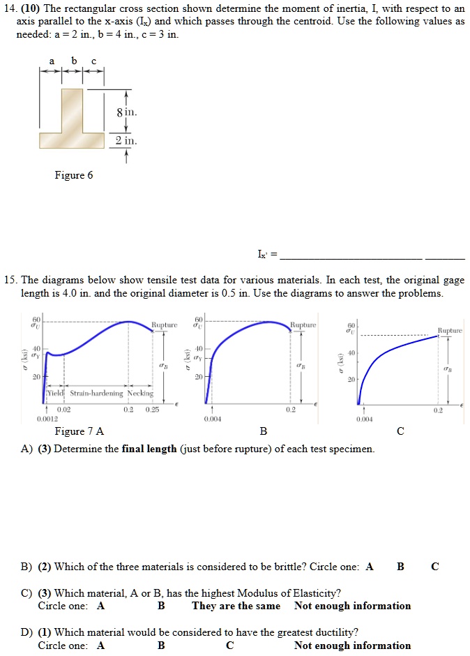 SOLVED: 14. The rectangular cross section shown determines the moment ...