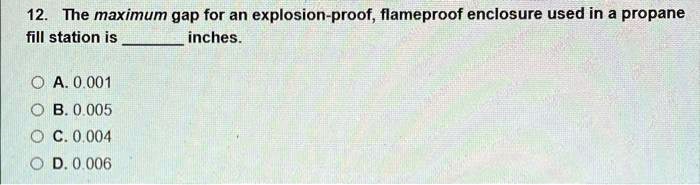 12. The maximum gap for an explosion-proof, flameproof enclosure used ...