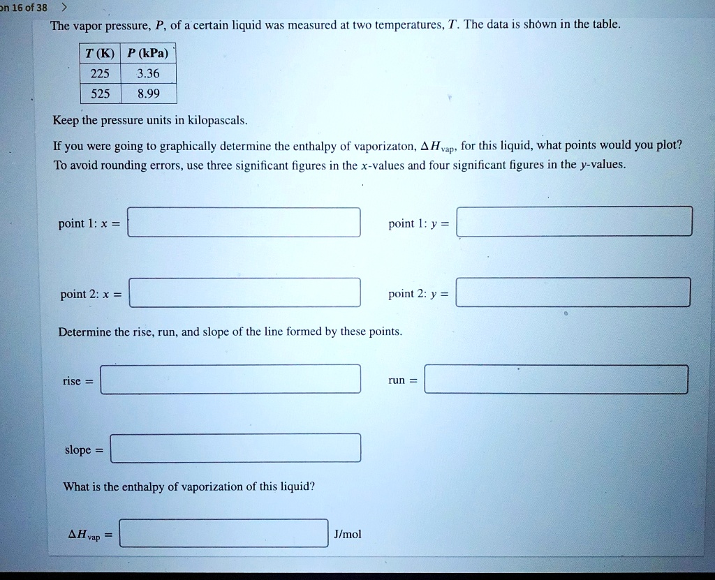 SOLVED On 16 Of 38 The Vapor Pressure Of A Certain Liquid Was solved-on-16-of-38-the-vapor-pressure-of-a-certain-liquid-was
