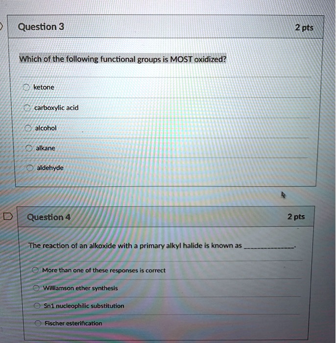 SOLVED: Question 3 2 pts Which of the following functional groups is ...