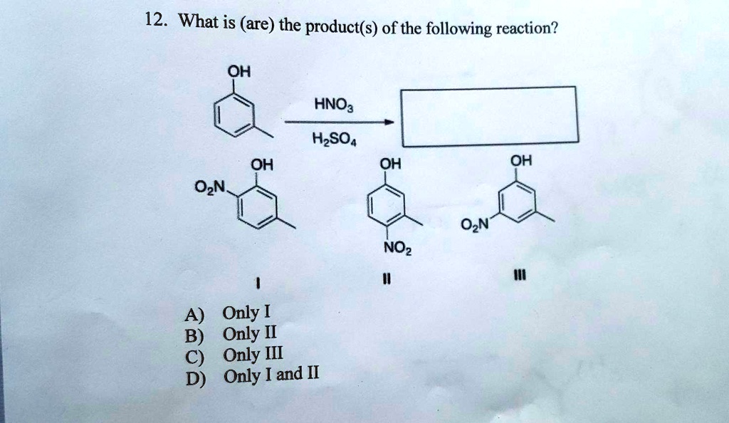 SOLVED: What is the product of the following reaction? OH HNO3 H2SO4 OH ...