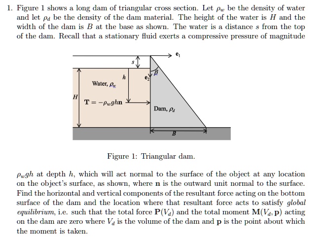 SOLVED: Figure 1 shows a long dam of triangular cross section. Let w be ...