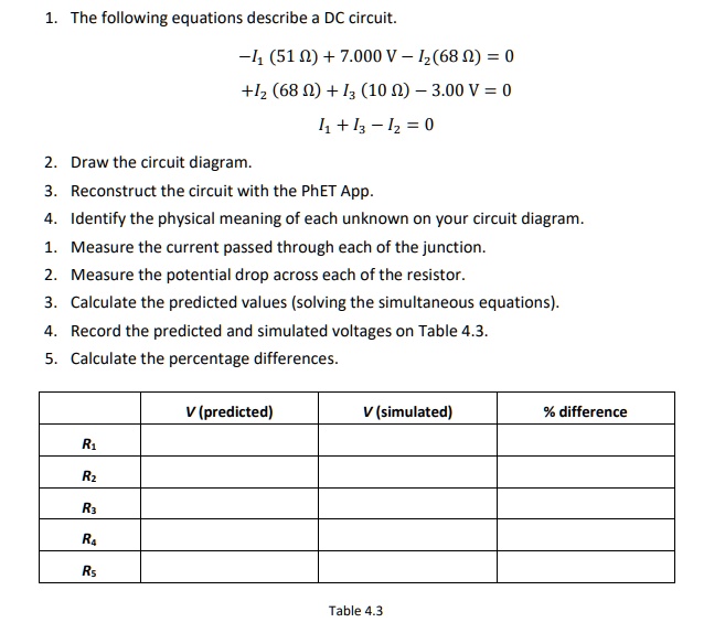 Solvedthe Following Equations Describe Dc Circuit ~i 51 0 7000 V 1268 0 0 Lz 68 