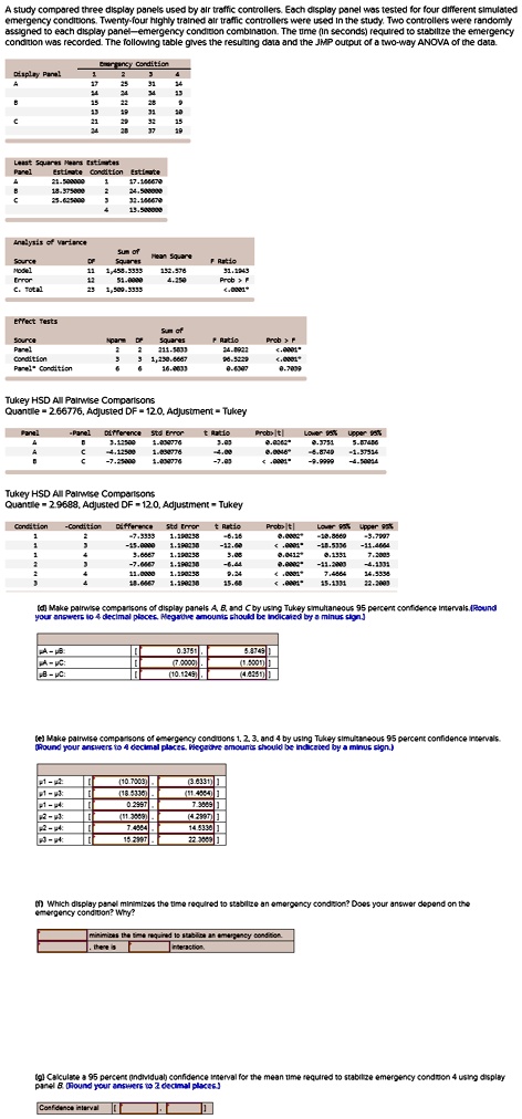 SOLVED: A study compared three display panels used by air traffic controllers. Each display ...