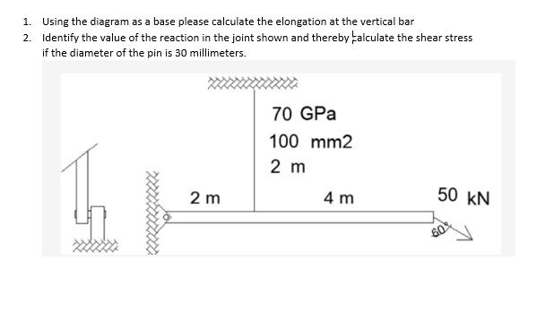 SOLVED: Using the diagram as a base, please calculate the elongation at ...