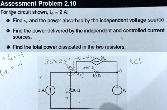 Assessment Problem 2.10 For the circuit shown, iϕ = 2 A: • Find vs and ...