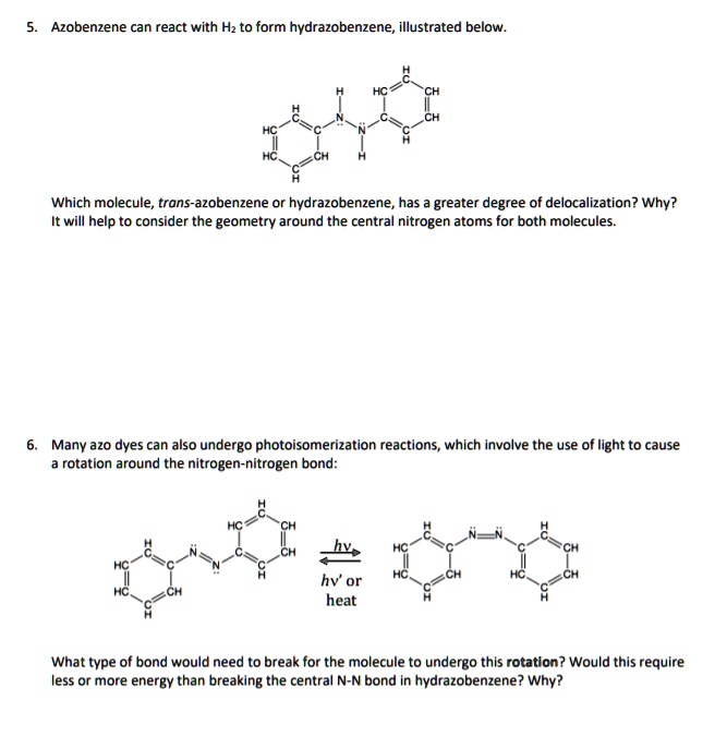 SOLVED:Azobenzene can react with Hz to form hydrazobenzene; illustrated ...