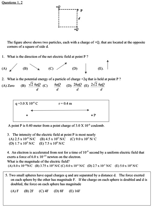 SOLVED: The figure above shows two particles, each with a charge of +Q, that are located at the ...