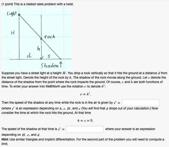 point this related rates problem with twist liglt cock shadow suppose ...