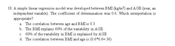 Solved 4 Simple Linear Regression Model 3 23 Developed Etween Bmi Kg