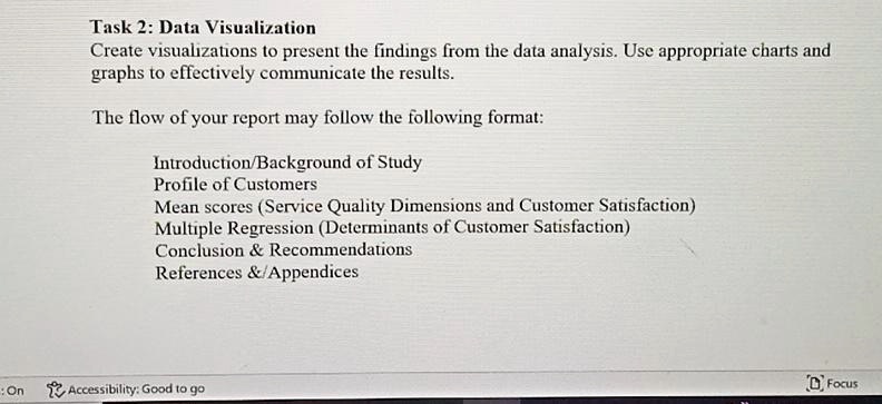 SOLVED: Task 2: Data Visualization Create visualizations to present the ...