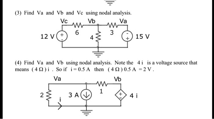 (3) Find Va and Vb and Vc using nodal analysis. Vc Vb Va W 6 3 12 V + 4 ...