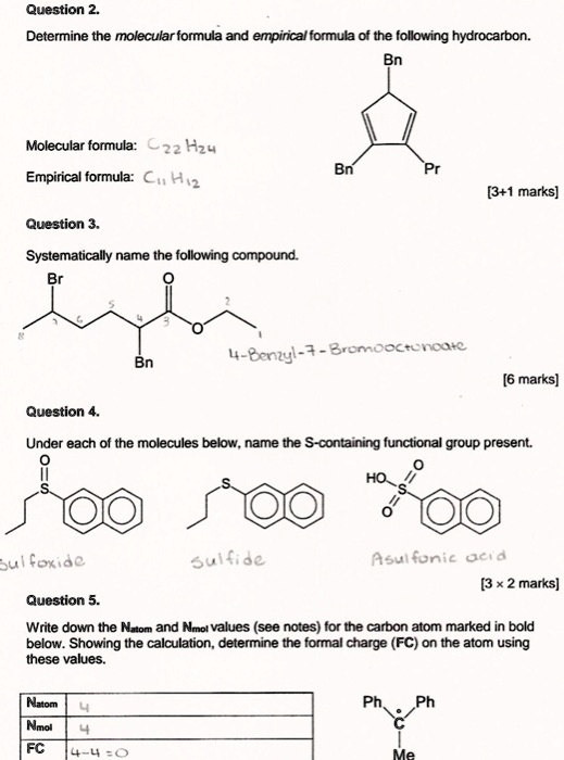 SOLVED: Determine the molecular formula and empirical formula of the ...