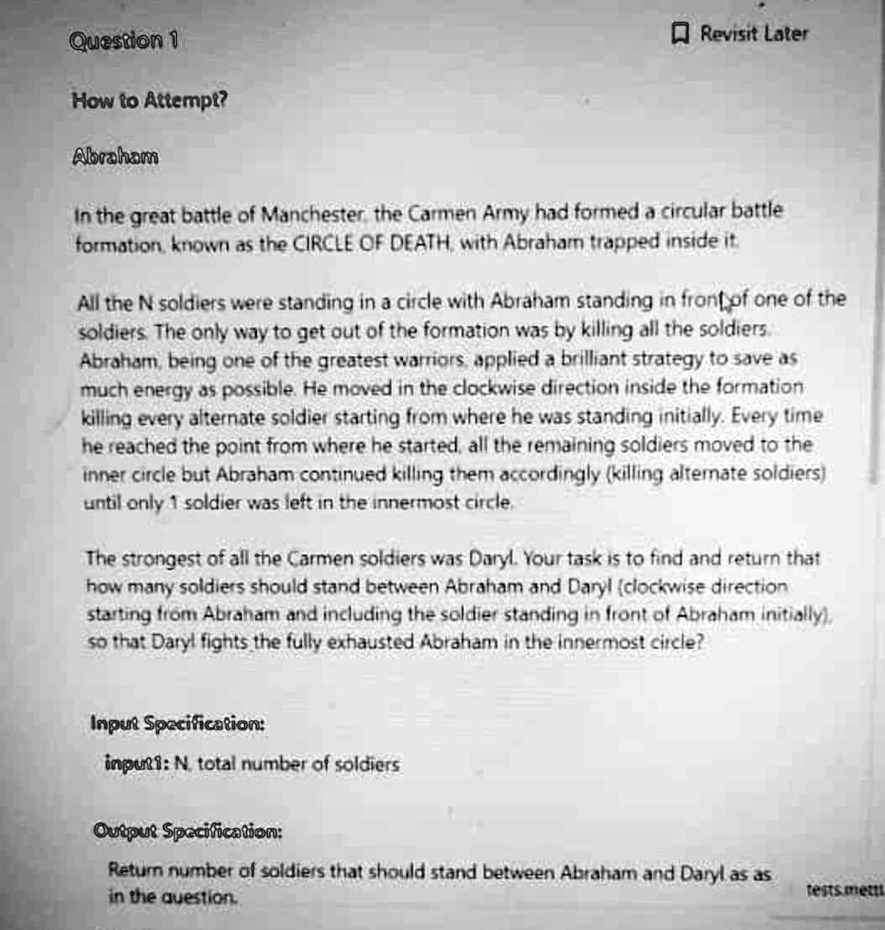 Question 1 How to Attempt? Abraham Revisit Later In the great battle of ...