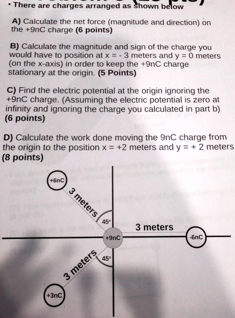 SOLVED: There are charges arranged as Shown below A) Calculate the net force (magnitude and ...