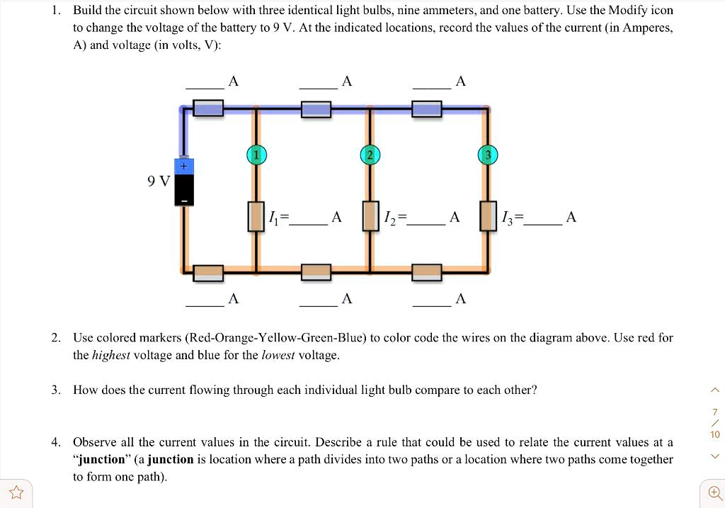 build the circuit shown below with three identical light bulbs nine ...