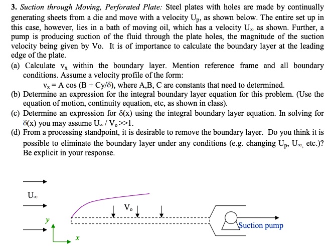 SOLVED: 3. Suction through Moving, Perforated Plate: Steel plates with ...