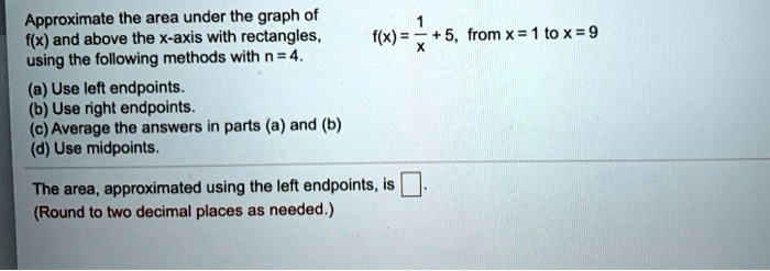 SOLVED: Approximate the area under the graph of f(x) and above the X-axis with rectangles, f(x ...