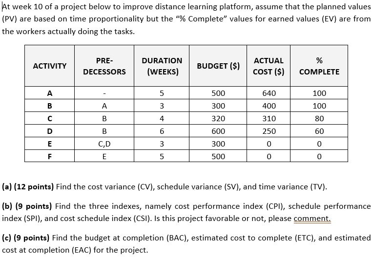 ht week 10 of project below to improve distance learning platform ...